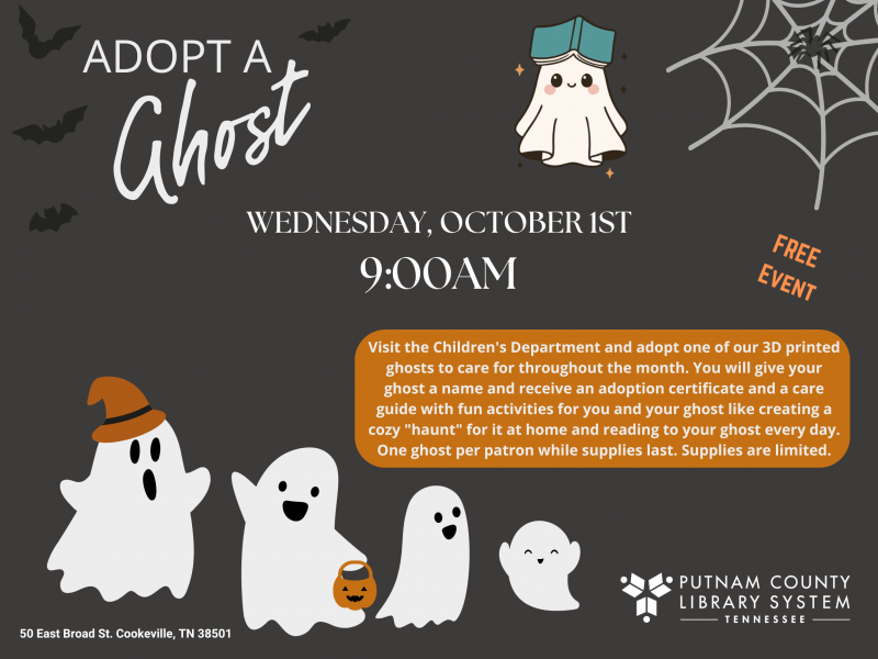 Adopt a Ghost – Wed, Oct 1, 2025 @ Putnam County Library | 94.7 The ...