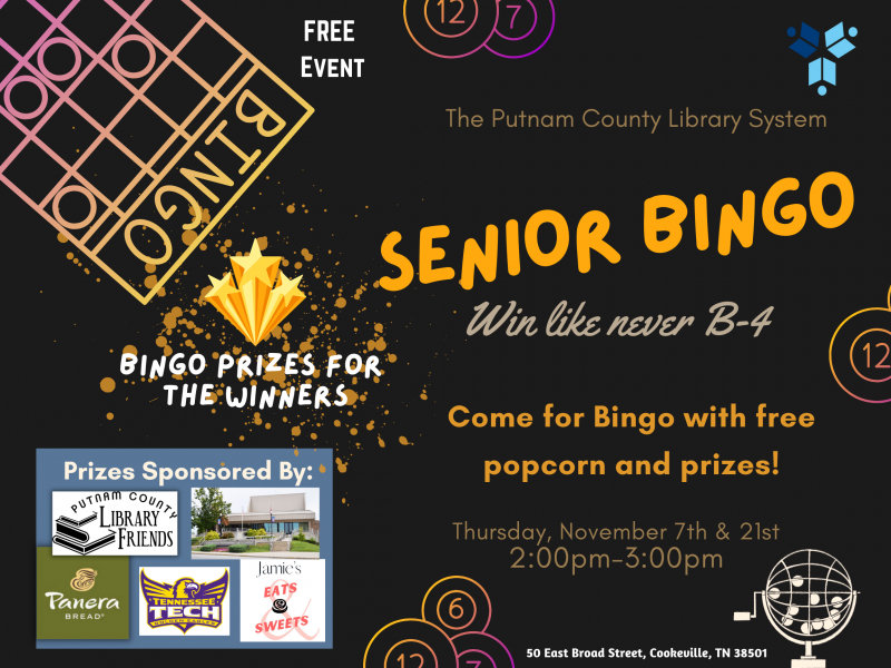 Senior Bingo – Thu, Nov 21, 2024 2:00pm – 3:00pm @ Putnam County ...