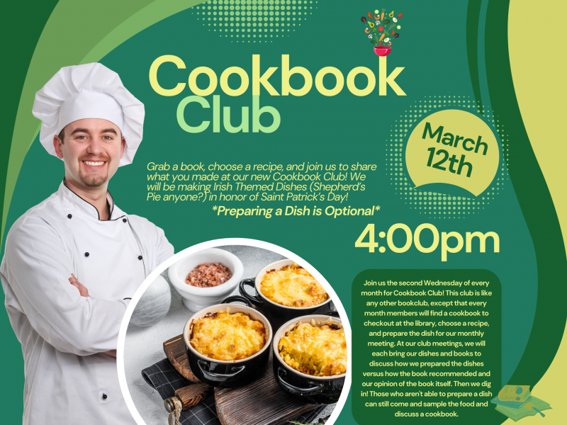 Cookbook Club – Wed, Mar 12, 2025 4:00pm – 5:00pm @ Putnam County ...