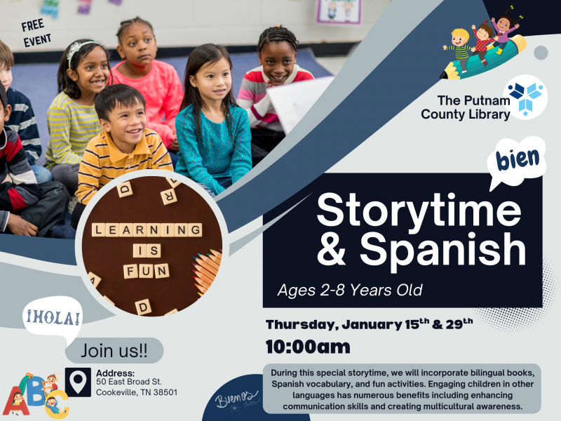 Storytime & Spanish: Ages 2-8 – Thu, Jan 15, 2026 10:00am – 11:00am ...