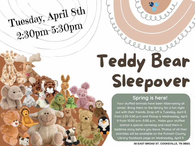 Teddy Bear Sleepover Drop Off: Ages 0-7 – Tue, Apr 8, 2025 2:00pm – 5 ...