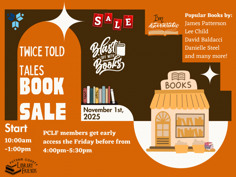 Twice Told Tales Book Sale – Sat, Nov 1, 2025 10:00am – 1:00pm @ Putnam ...