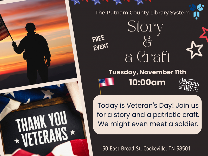 Story & a Craft: Veteran’s Day! – Tue, Nov 11, 2025 10:00am – 11:00am ...