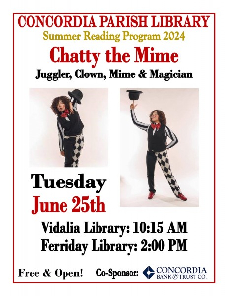 Summer Reading Program 2024: Chatty the Mime – Tue, Jun 25, 2024 10 ...
