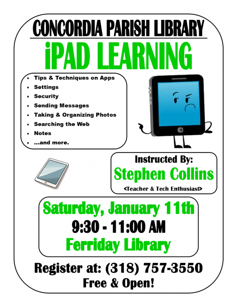 Concordia Parish Library Presents: – Sat, Jan 11, 2025 9:30am – 11:00am ...